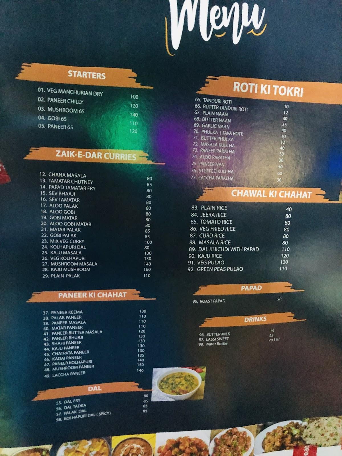 Menu at Krishna veg Dhaba, Secunderabad