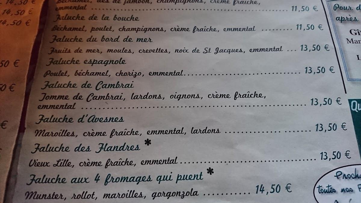 Menu au Le Pain de la Bouche restaurant, Lens, 41 Bis Rue de la Gare