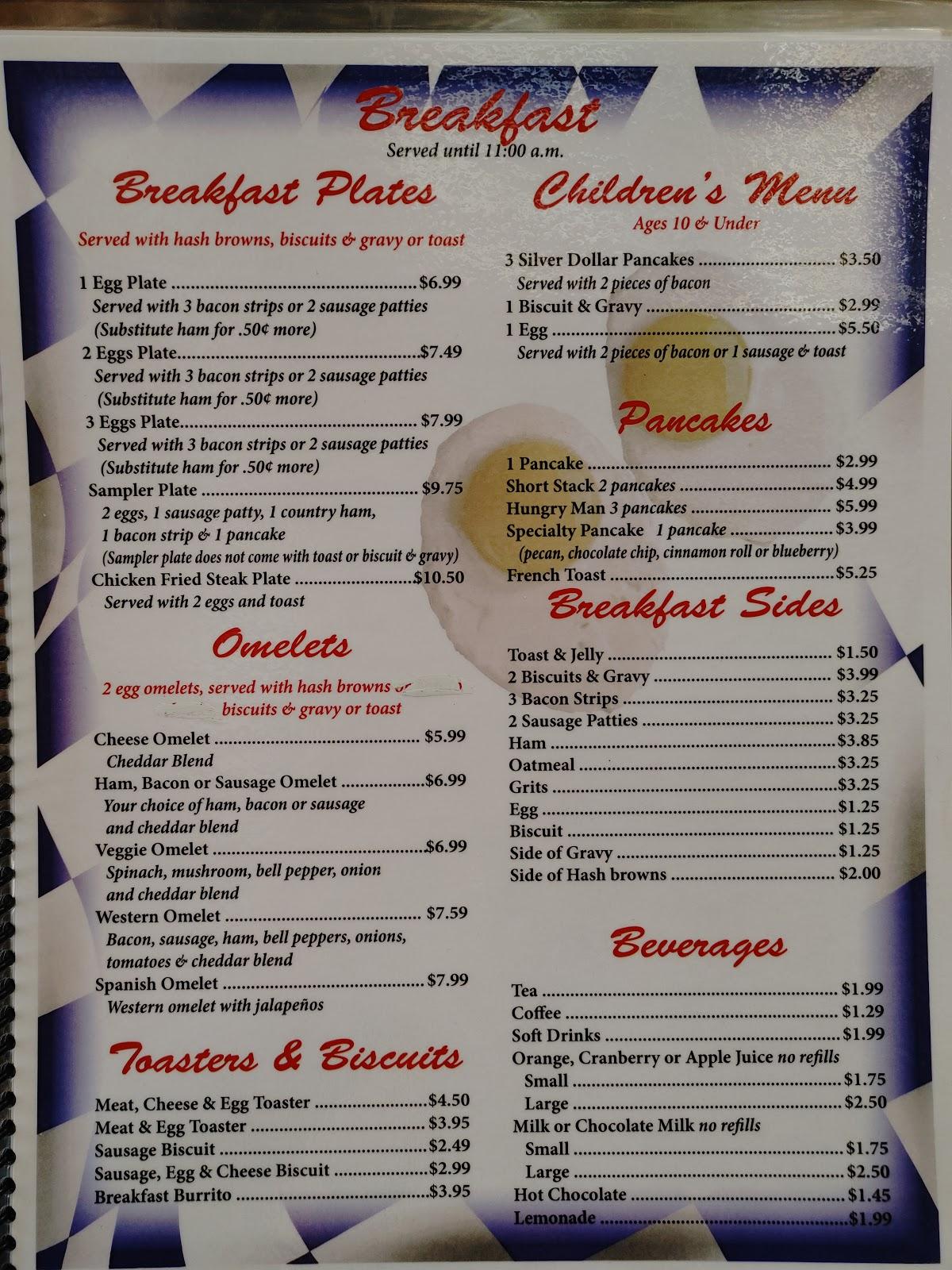 Menu at Shady Oaks Restaurant, Broken Bow