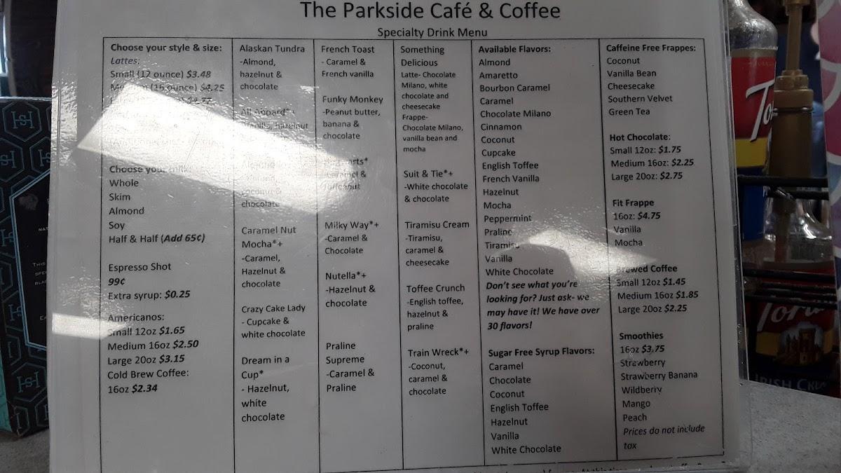 Menu at The ParkSide Café & Coffee cafe, Perry