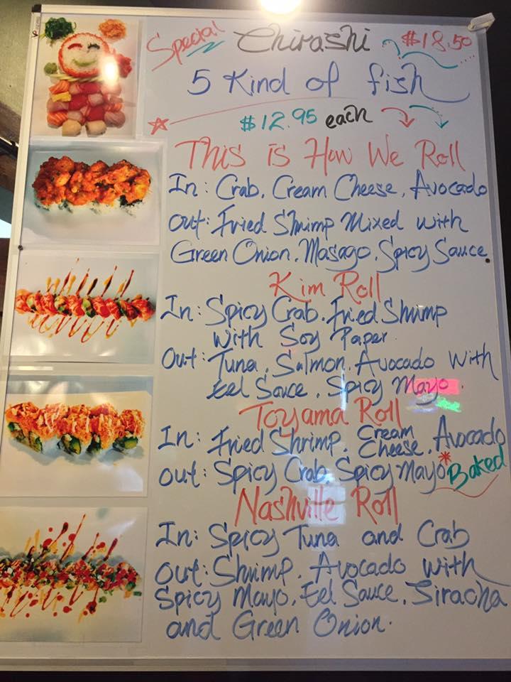 Menu at Toyama Japanese Steak House restaurant, Nashville