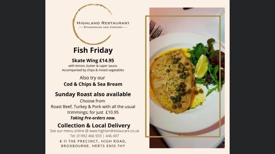 Menu at Highland Restaurant, Broxbourne