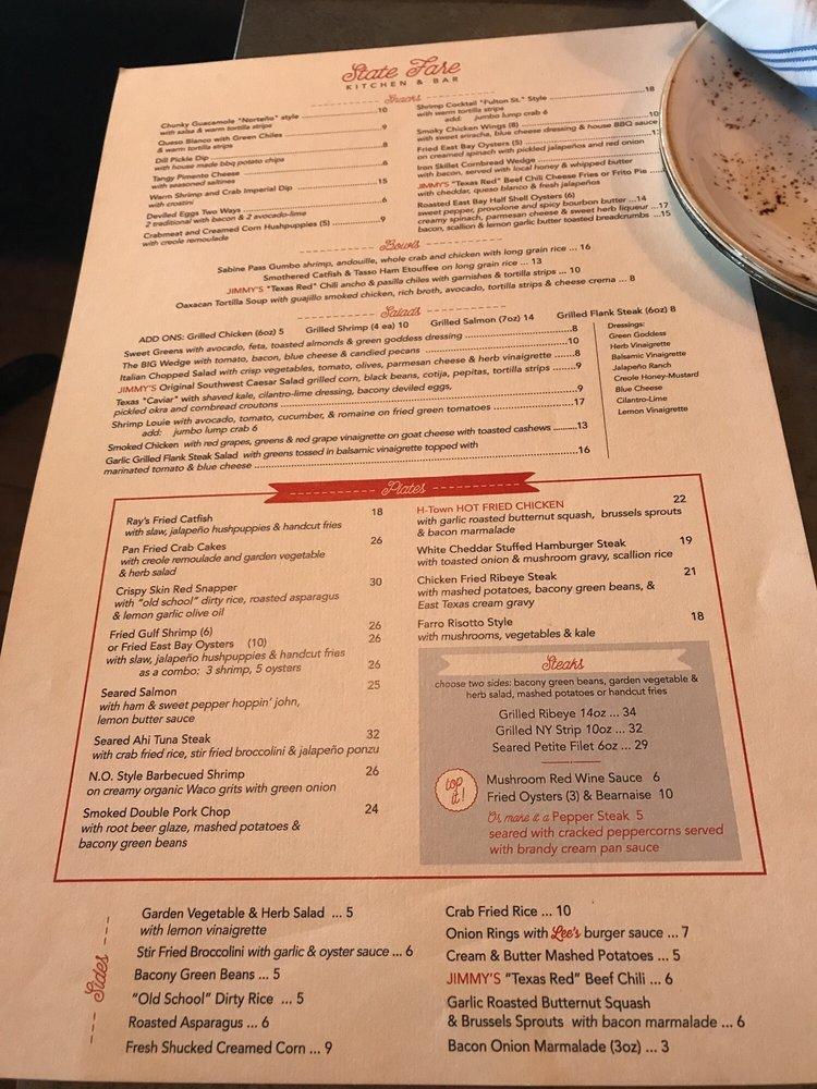 Carta de State Fare Kitchen & Bar, Houston