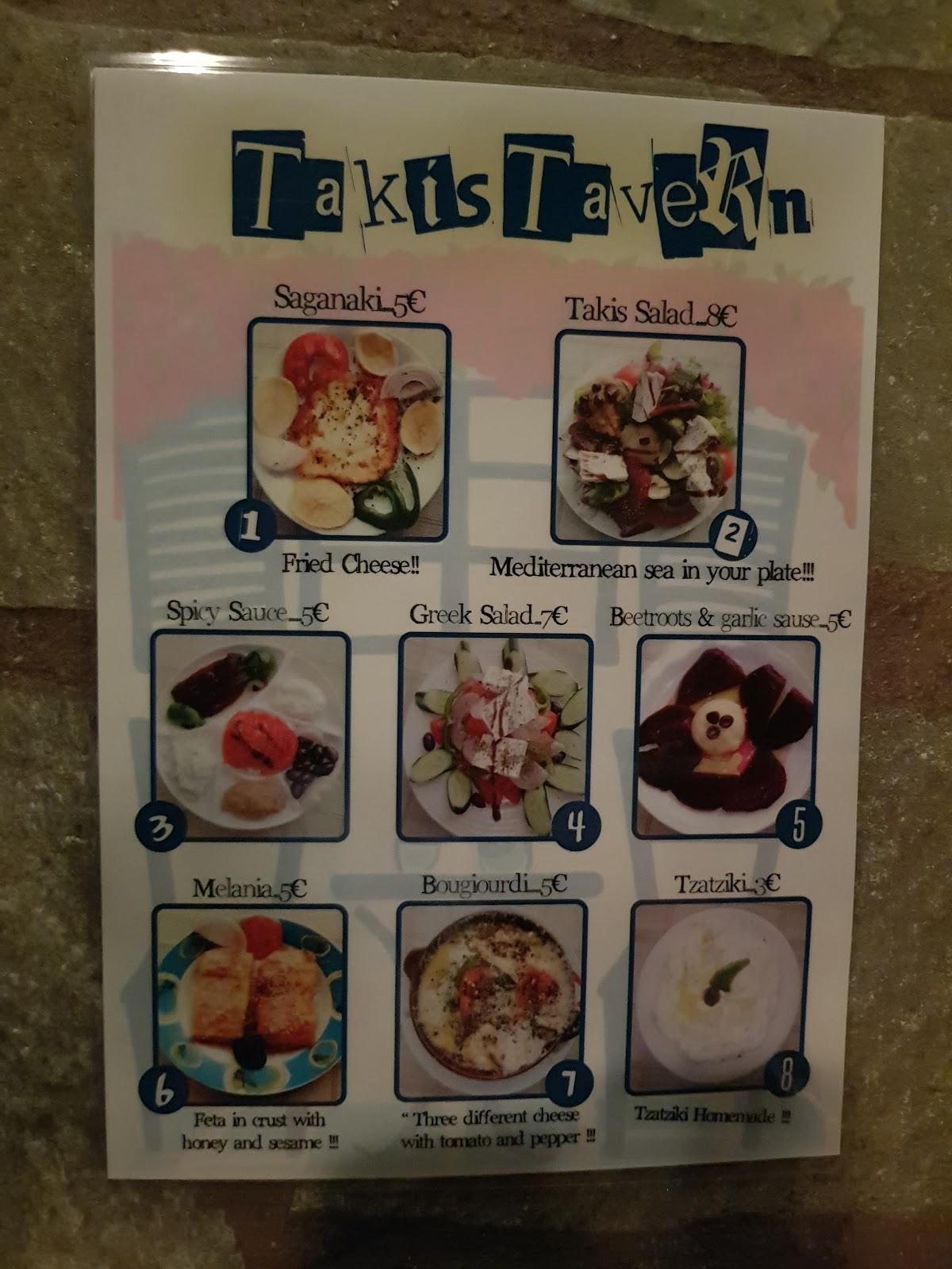 Carta de Taki's Tavern, Mavrovouni