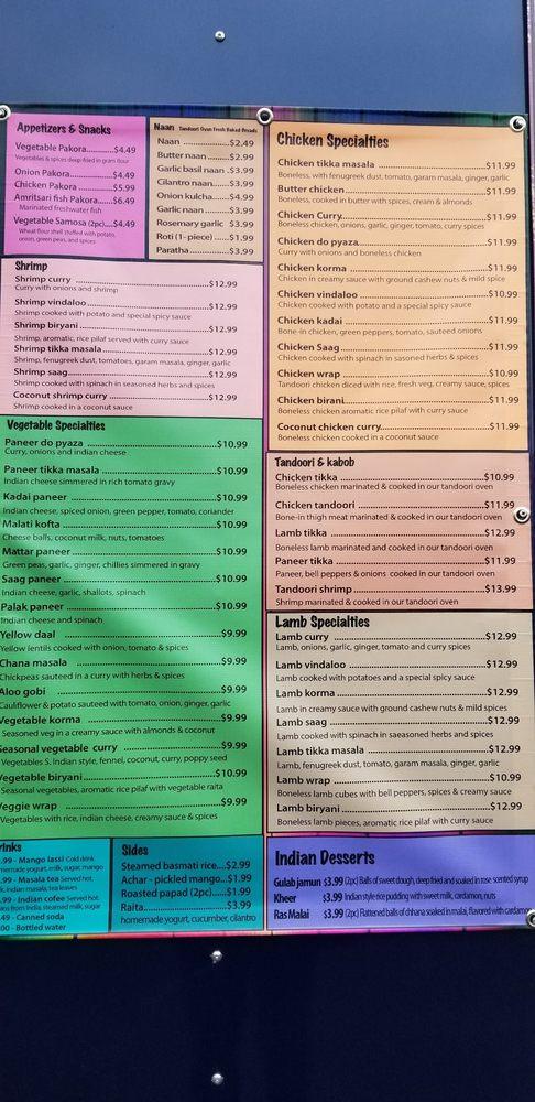Menu at Flavours of India - Sandy restaurant, Sandy