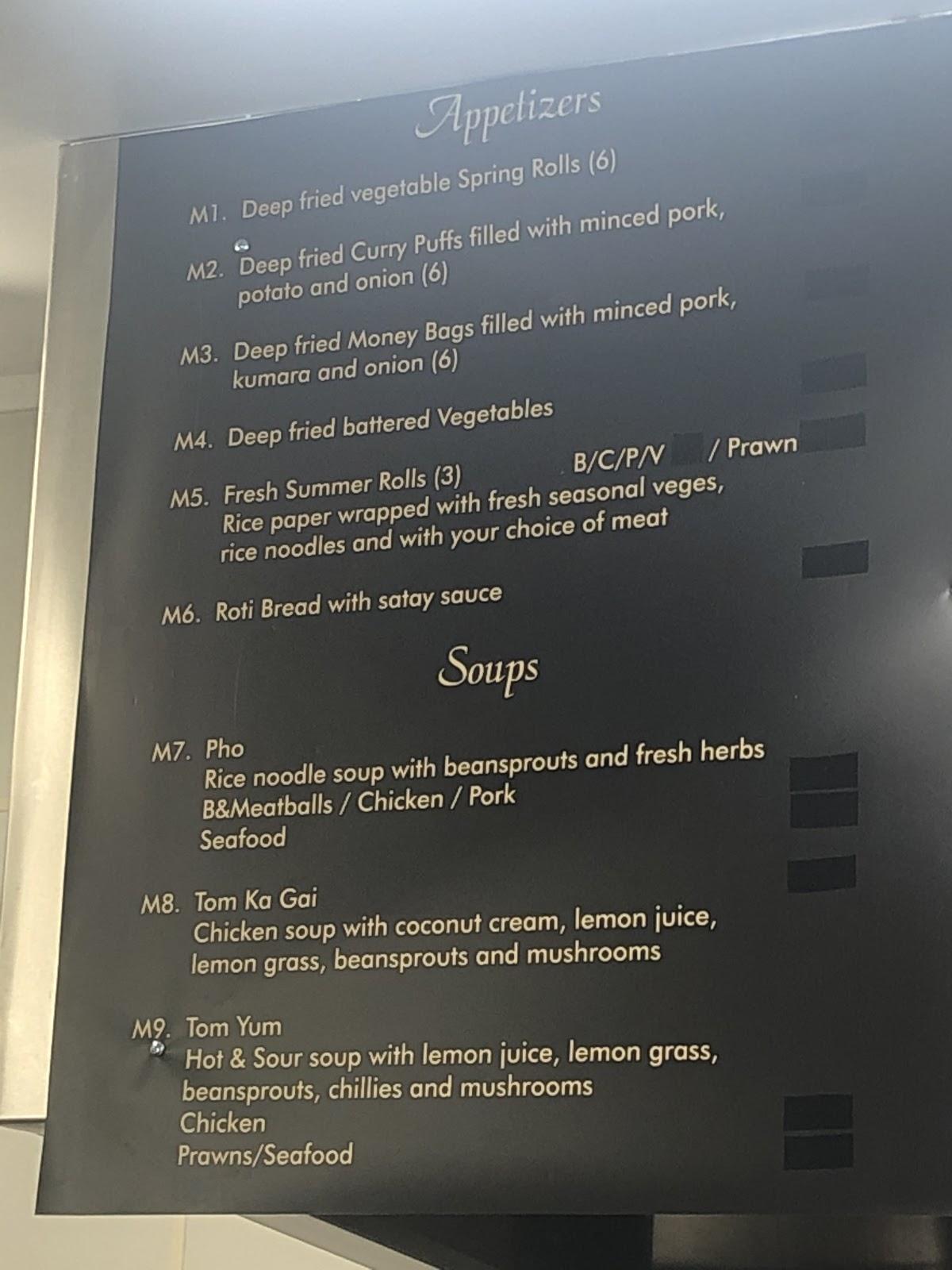 Menu at Marigold Takeaway restaurant, Wellington