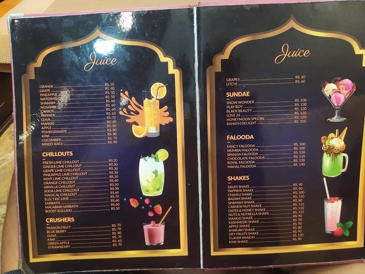 Menu at Mataam-Al Rahath, Kollam