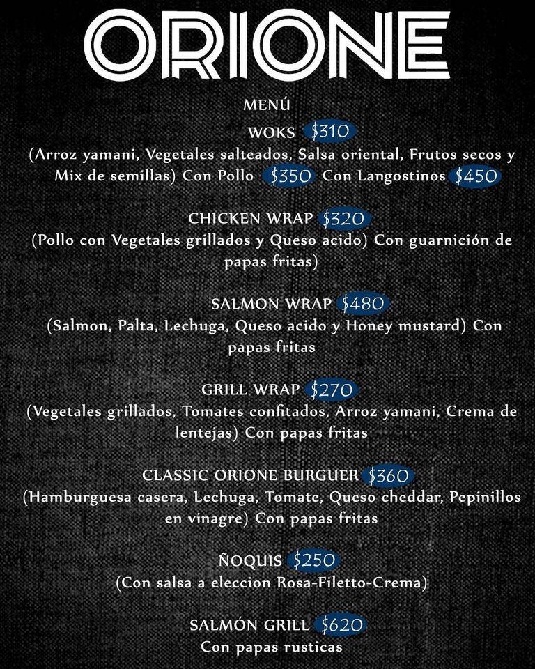 Menu at Orione pub & bar, Victoria