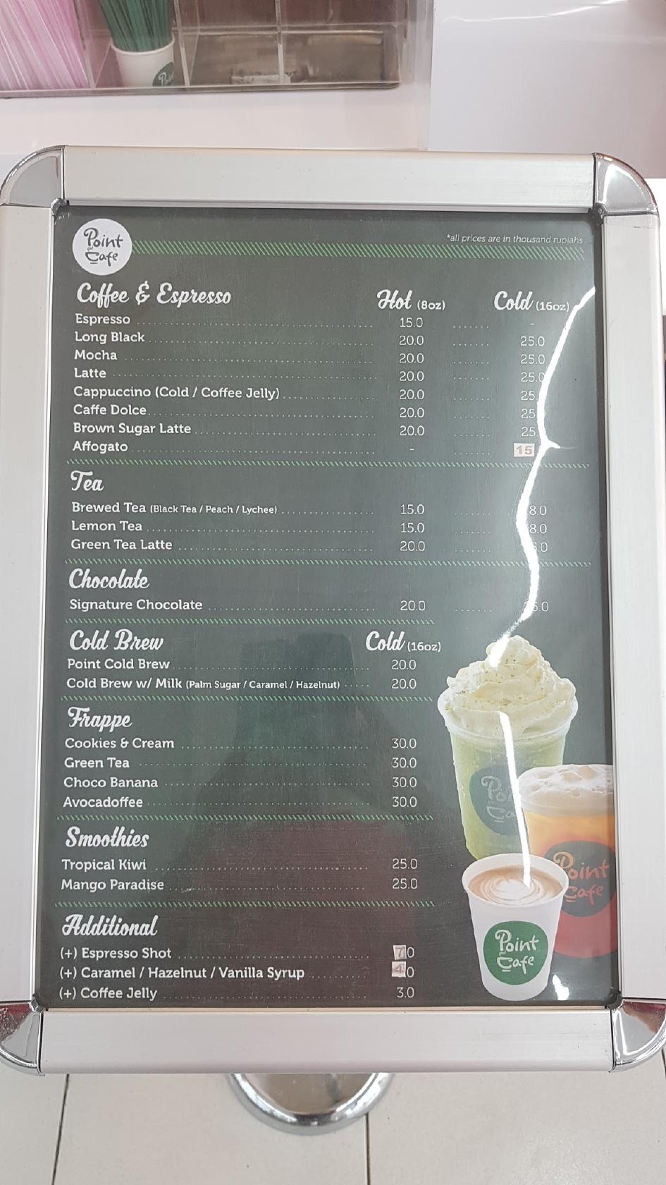 Menu at Point Coffee, Surabaya, Jl. Raya Nginden No.22