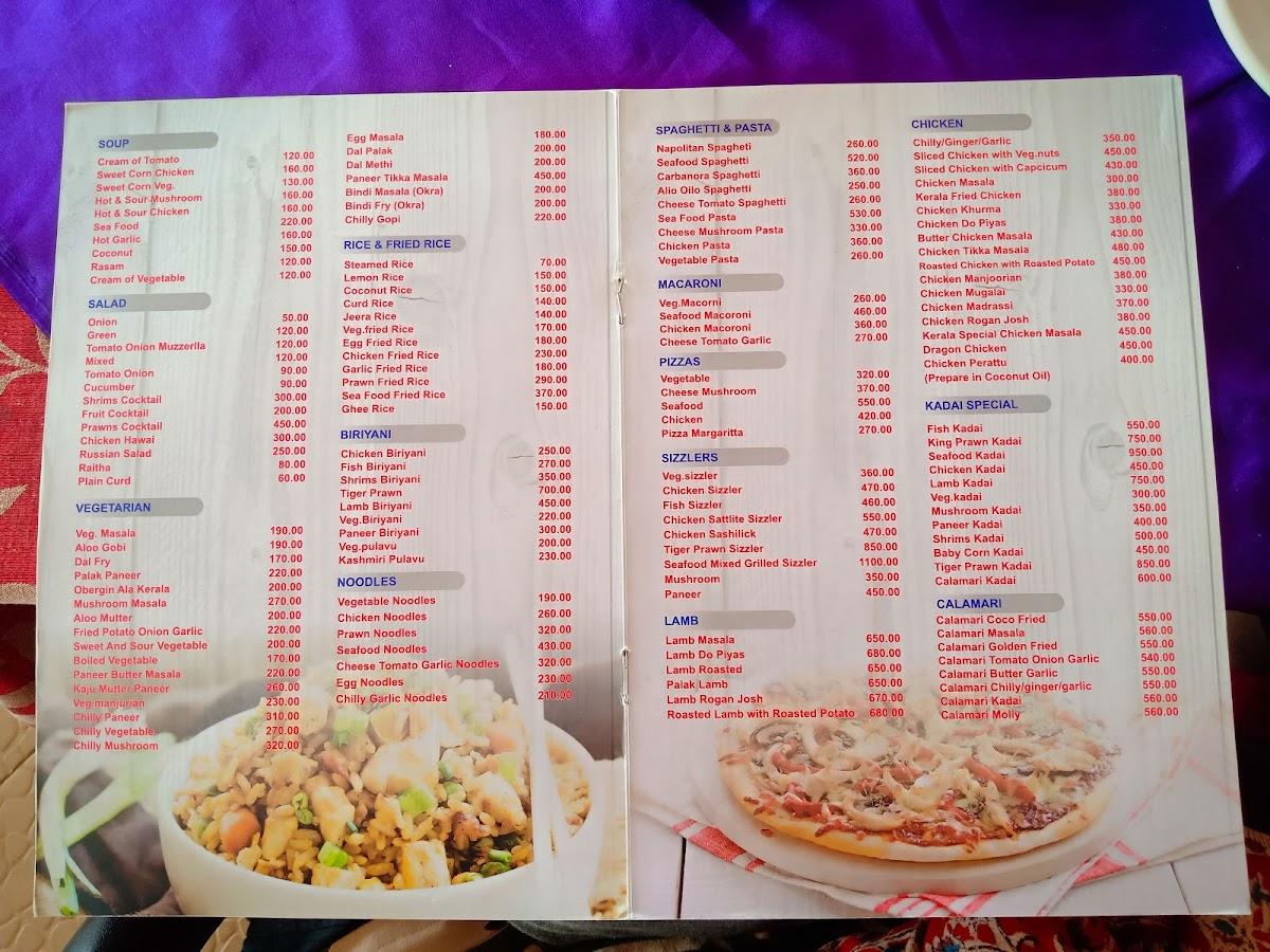 Menu at Sea rock Restaurant, Kovalam