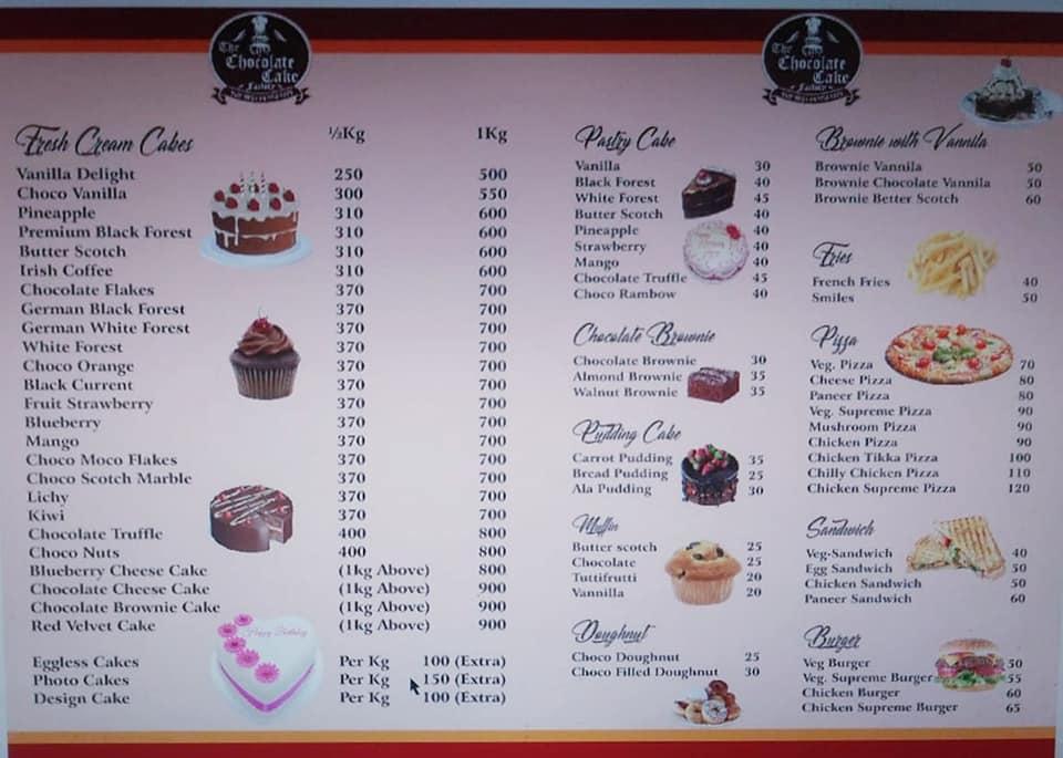 Menu at 123, Chennai