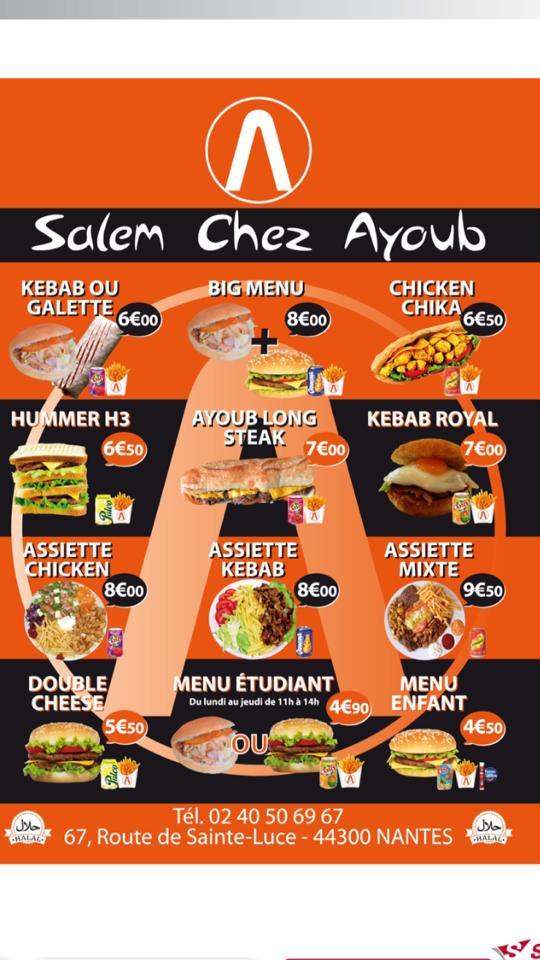 Menu at CHEZ AYOUB restaurant, Nantes