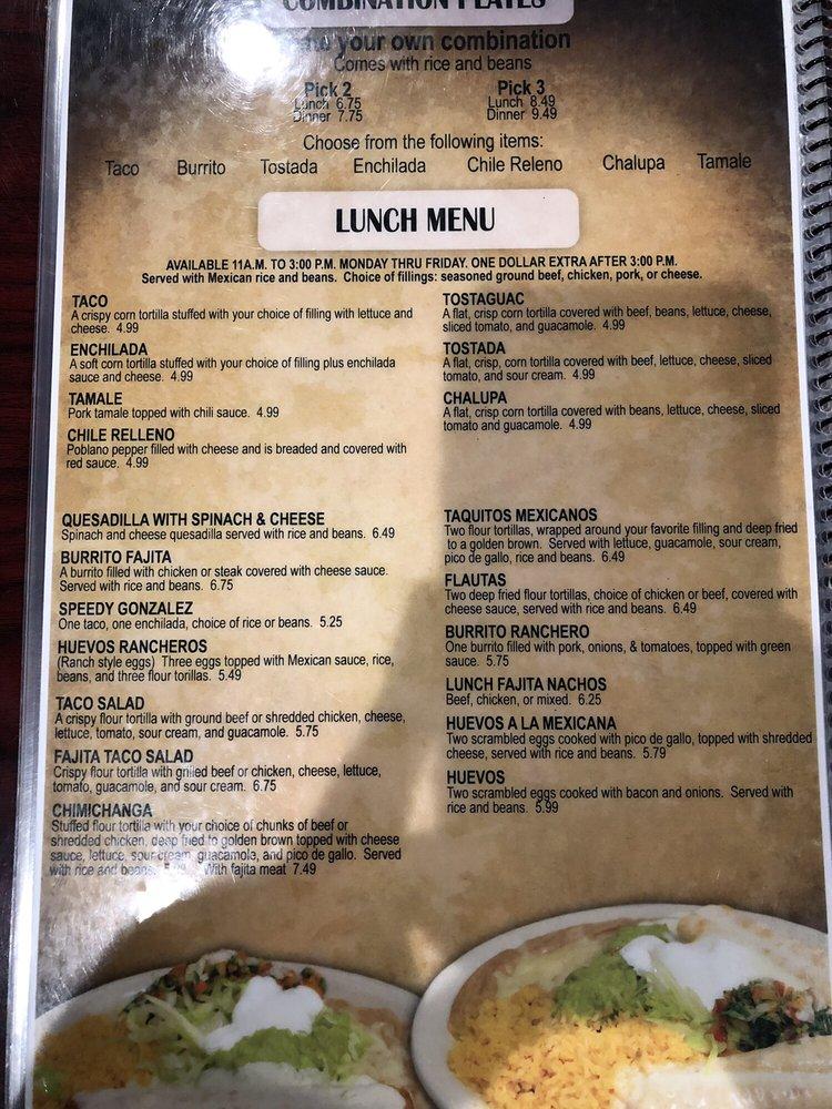 Menu at El Pueblito Mexican Restaurant, Centerton