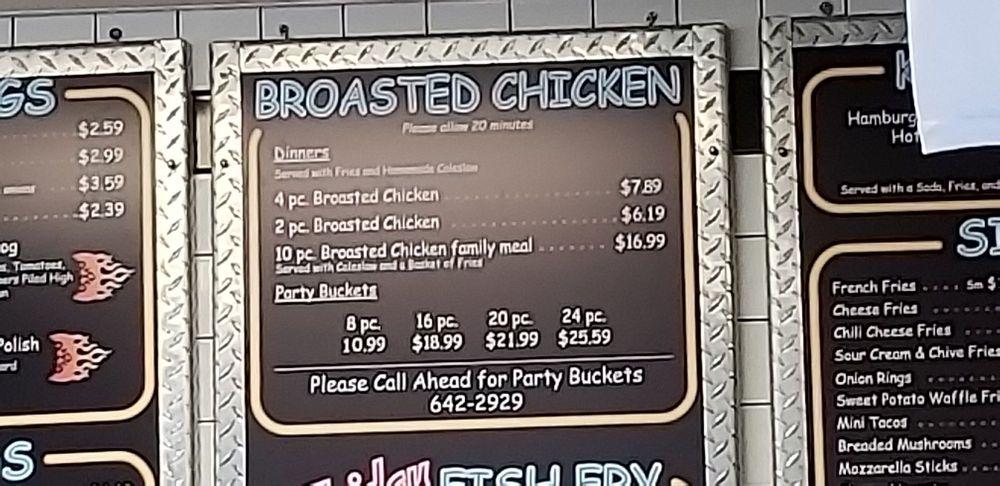 Menu at Gus's Drive-In restaurant, East Troy
