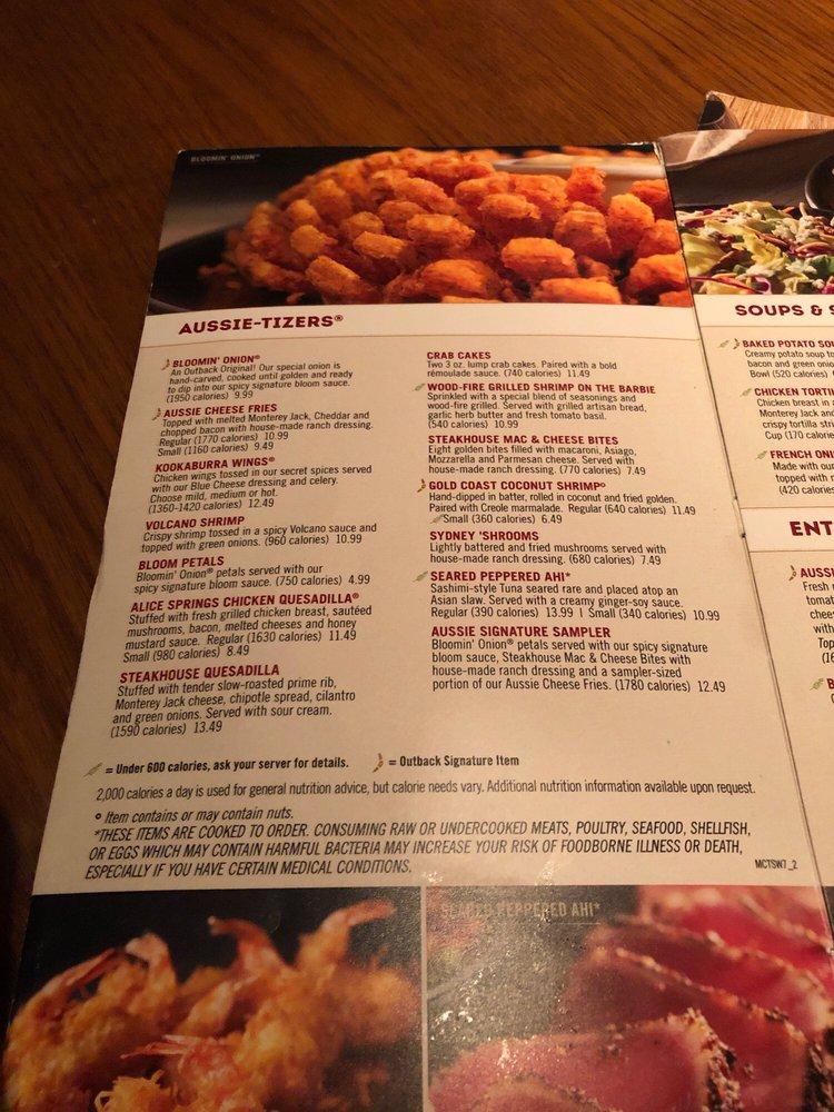 Menu at Outback Steakhouse, Las Vegas, 7380 S Las Vegas Blvd