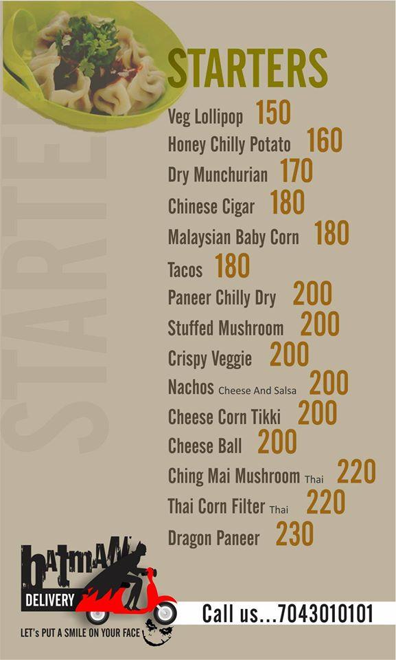 Menu at Batman Delivery, Ahmedabad, Paldi