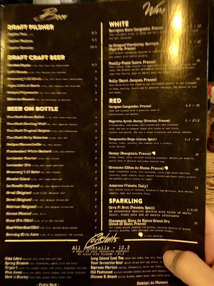 Menu at Cannibale Royale Lange Niezel, Amsterdam, Lange Niezel 15
