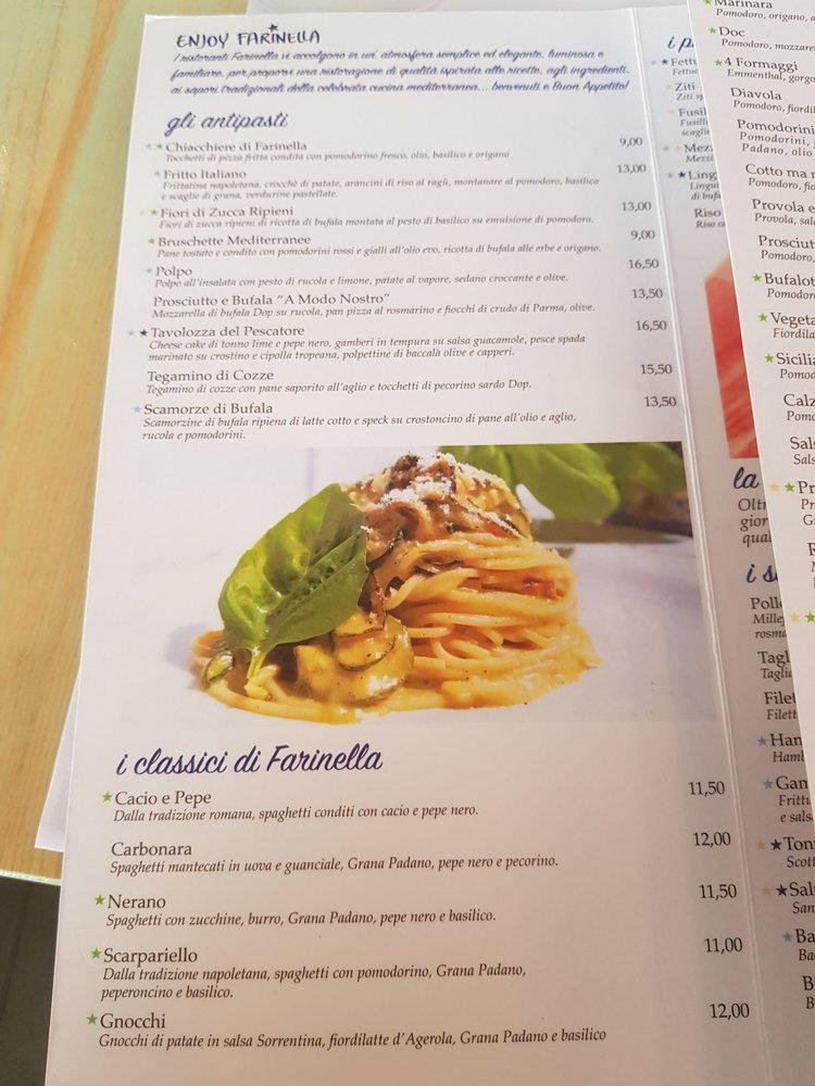Menu at Farinella pizzeria, Noventa di Piave