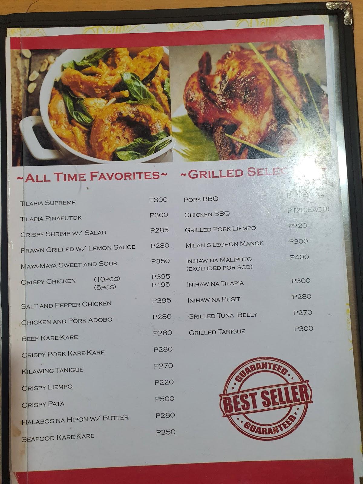 Menu at Milan's Native Food and Grill restaurant, Talisay, #059 Tumaway
