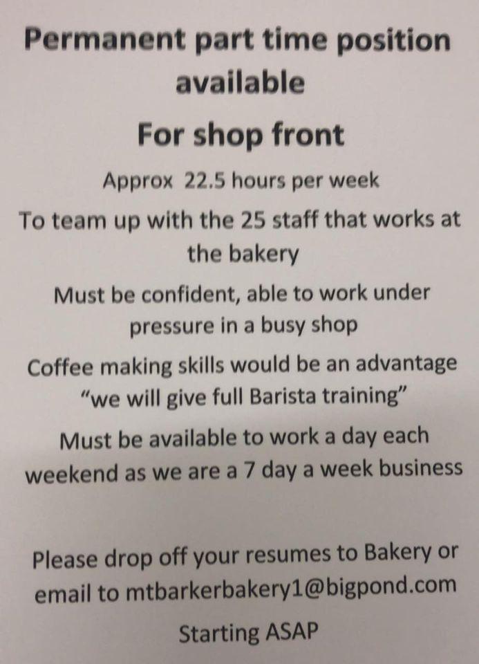 Menu at Mount Barker Country Bakery, Mount Barker
