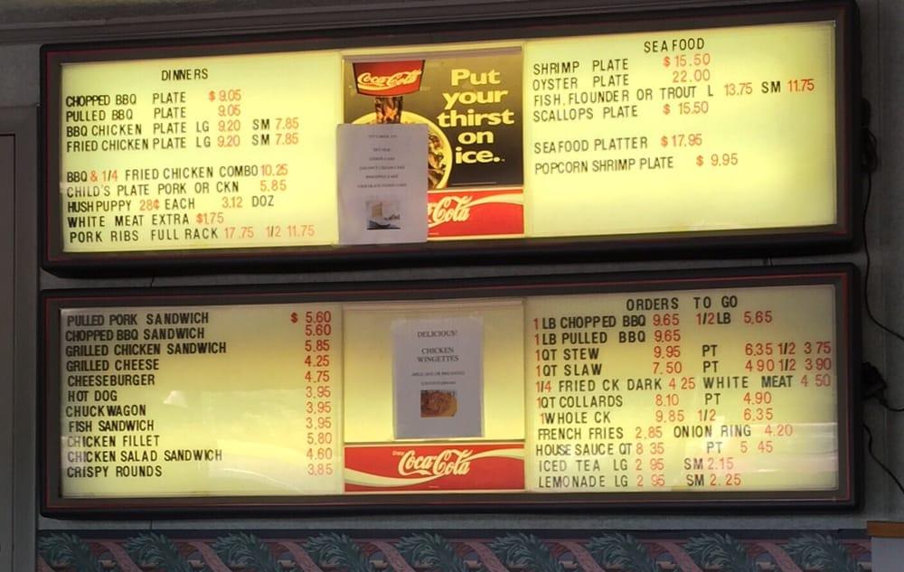 Menu at Ralph's Barbecue, Weldon