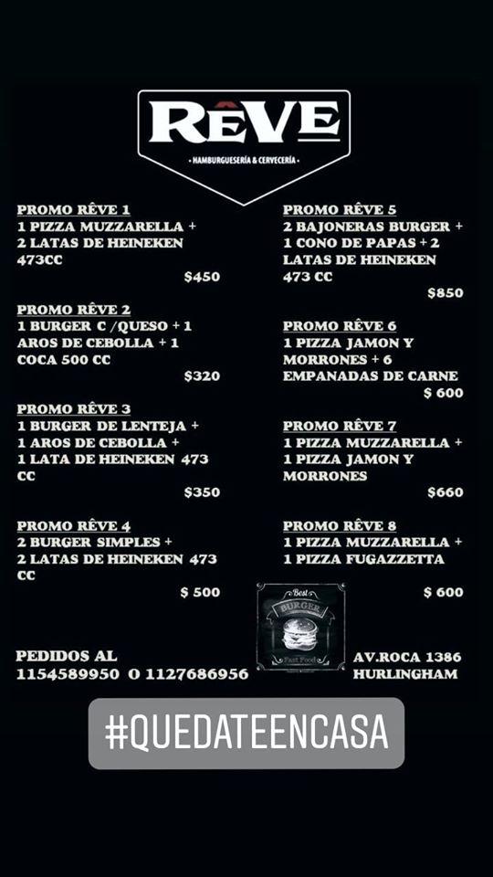 Carta del pub y bar Rêve, Hurlingham