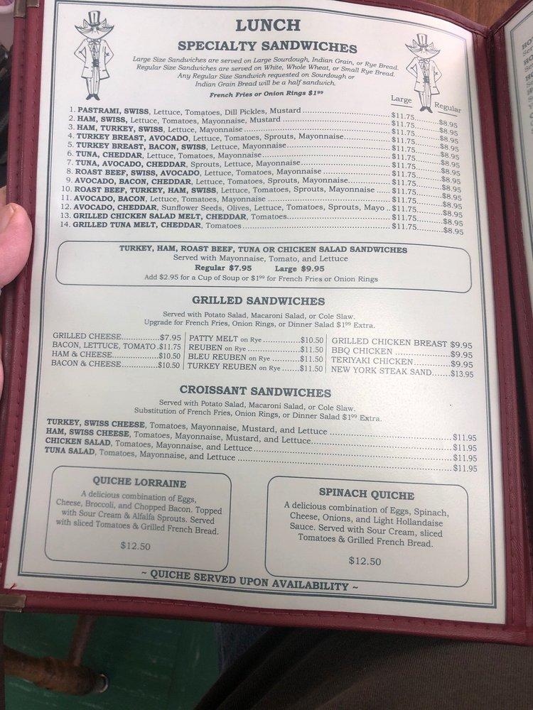 Menu at Snooty Fox restaurant, Laguna Hills