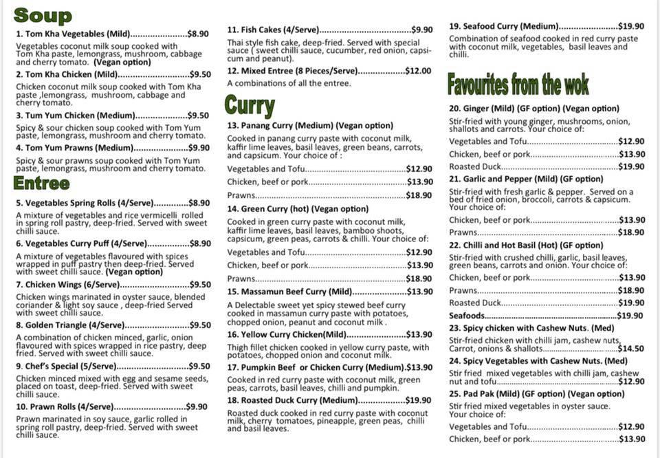 Menu at Som Tam Thai Restaurant, Maroochydore