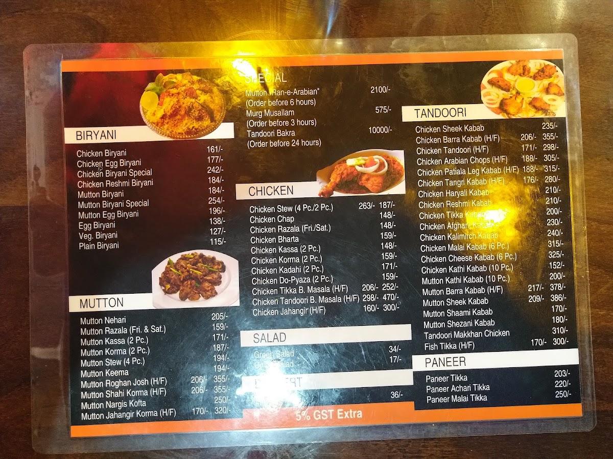 Menu at The Biryani Mahal, Varanasi