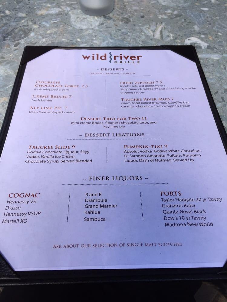 Menu at Wild River Grille pub & bar, Reno