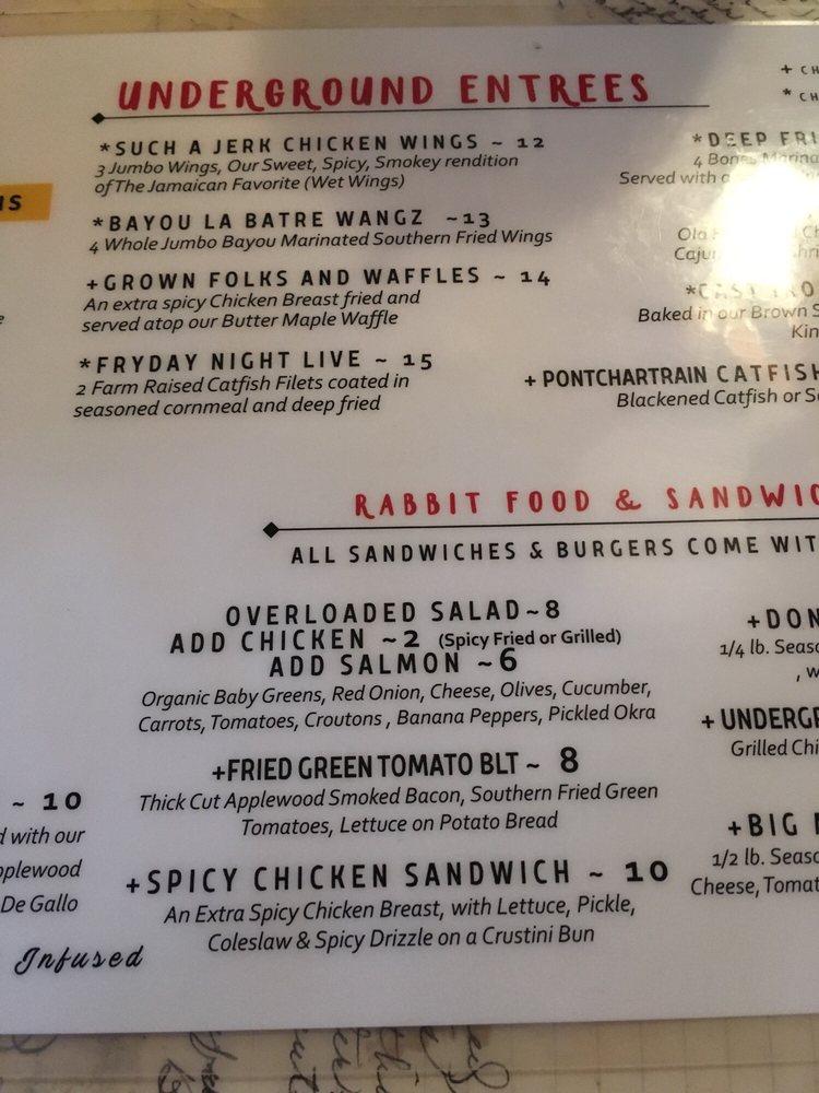 Menu at Chef Tam's Underground Cafe, Memphis, 668 Union Ave