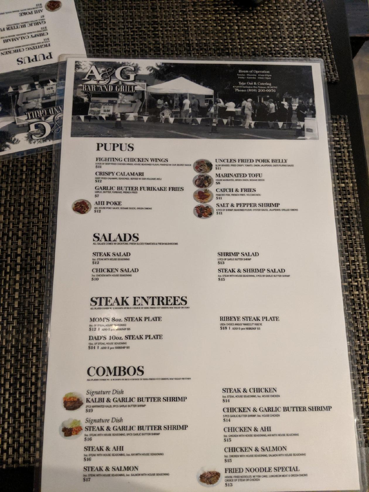 Menu at A & G Bar And Grill, Maili