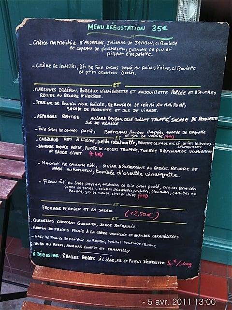 Menu at L'Os à Moelle restaurant, Paris, 3 Rue Vasco de Gama