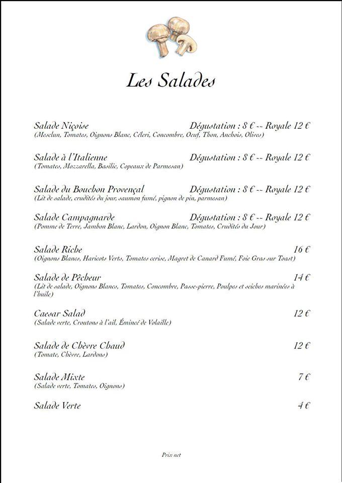Menu at Le Bouchon Provençal restaurant, Villeneuve-Loubet, 44 Rte du ...
