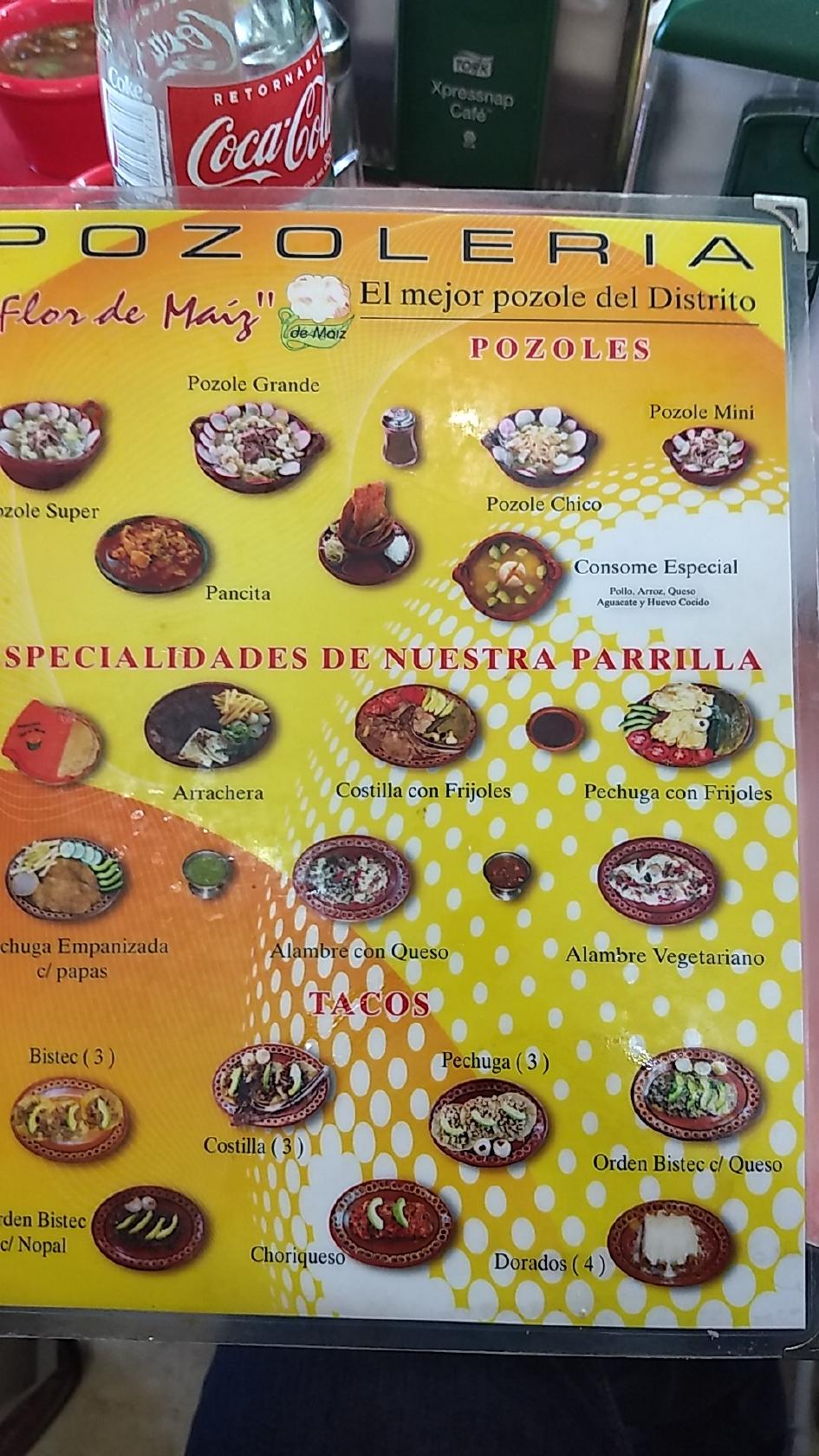 Menu at Flor De Maíz Tláhuac restaurant, Mexico, Av. Tlahuac 4698-C