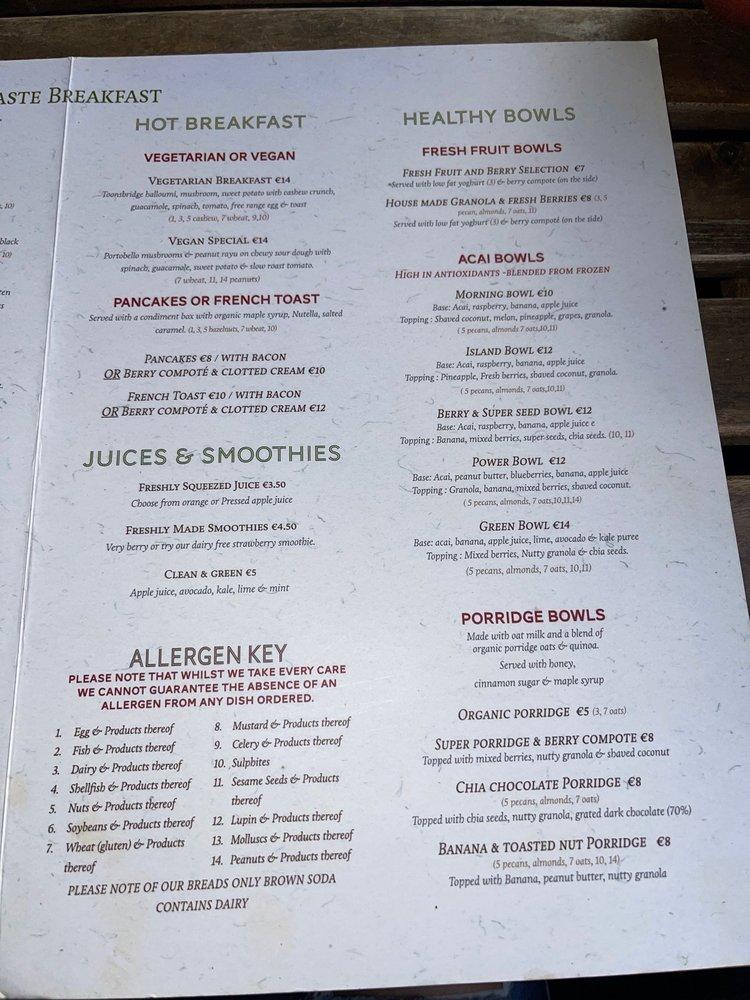 Menu at Taste Food Company steakhouse, Dublin
