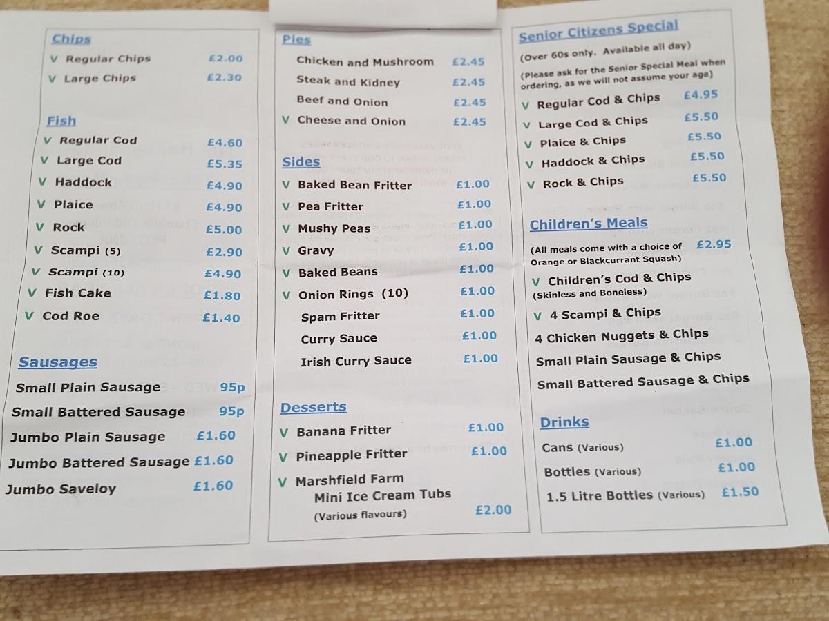 Menu at The Happy Haddock fast food, Shanklin