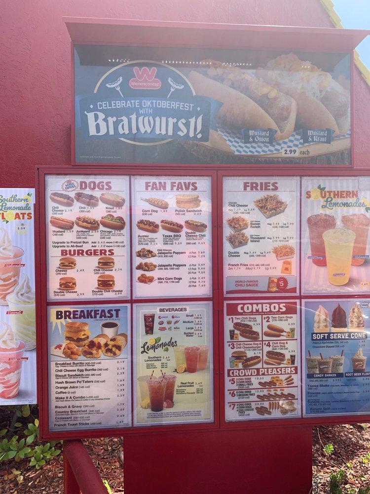 Menu at Wienerschnitzel fast food, Imperial Beach, Palm Ave