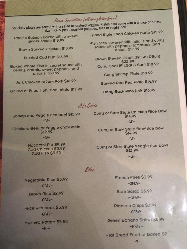Menu at A Taste of Bim Caribbean Cuisine desserts, Eureka