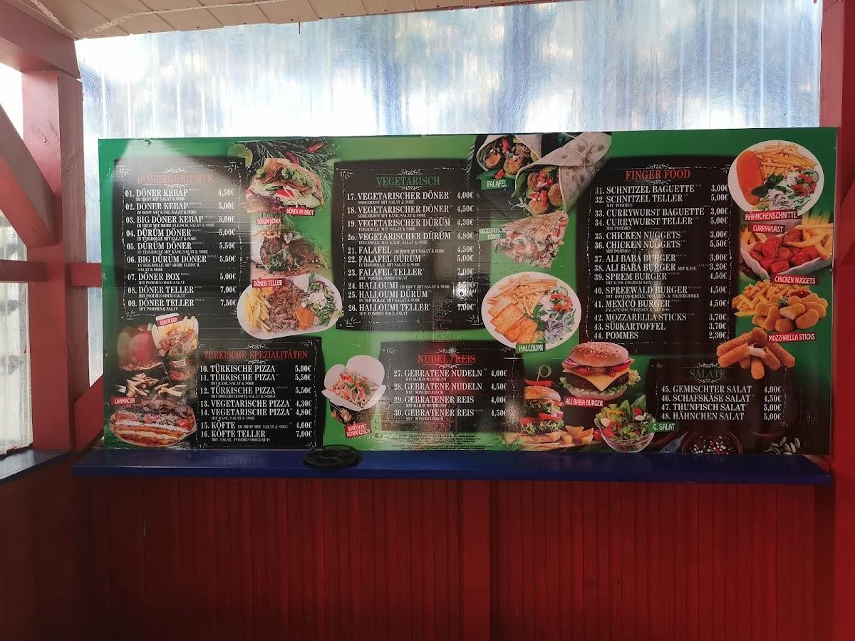 Menu au Ali Baba Kebab pub et bar, Lauta