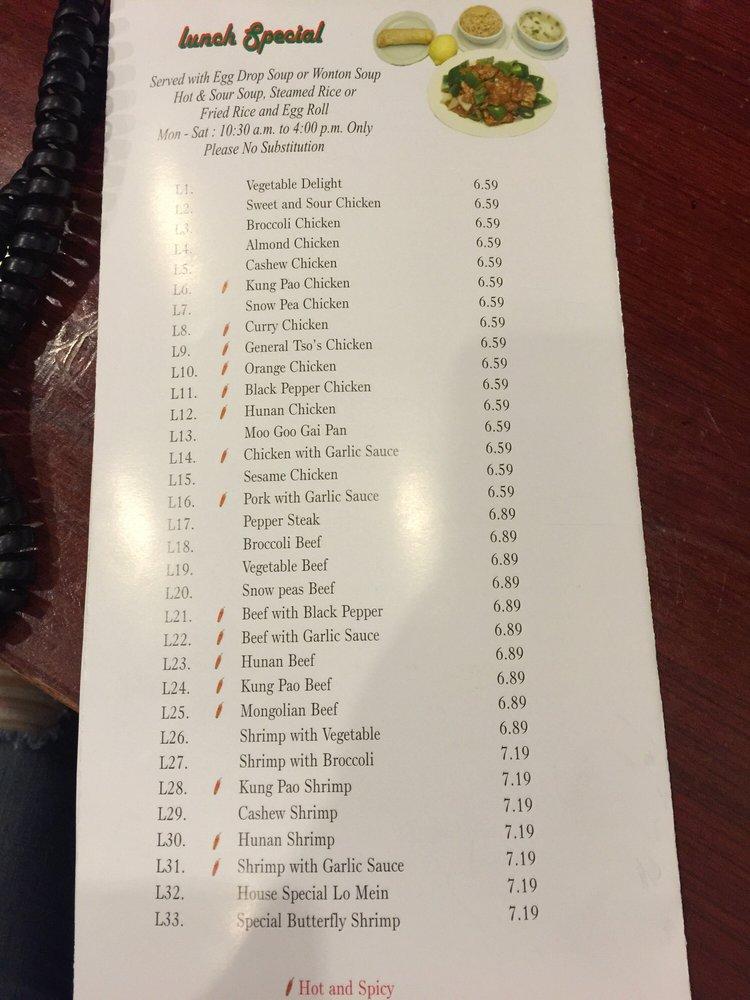 Menu at Jo Jo's China Bistro restaurant, Beaumont