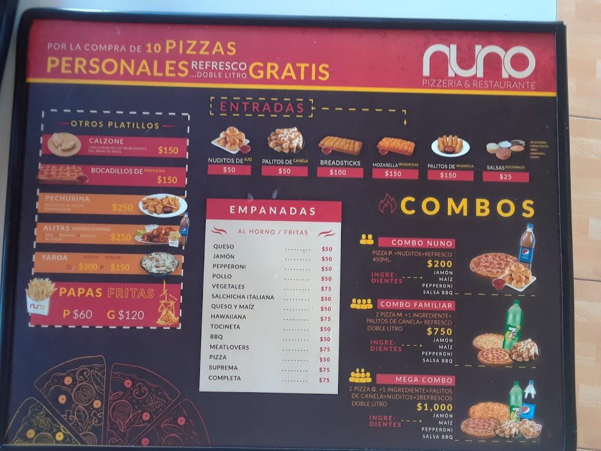 Carta del restaurante Nuno Pizza, Bonao, Calle Duarte