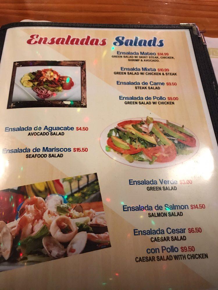 Menu at Rancho Mateo steakhouse, North Bergen