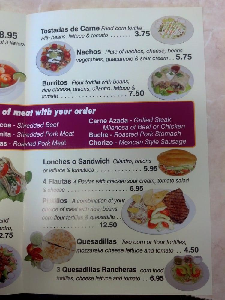 Menu at Tacos Mi Nacho restaurant, Meriden