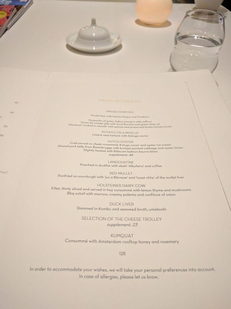 Speisekarte von Restaurant Flore, Amsterdam