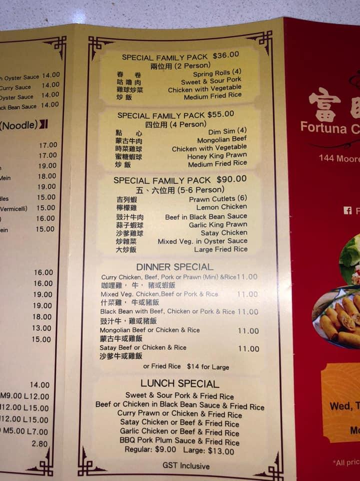 Menu at Fortuna Eating House restaurant, Roselands