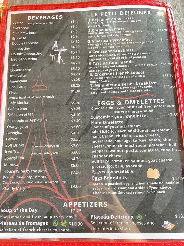 Menu at Mademoiselle Paris - French restaurant and bakery, Sarasota ...