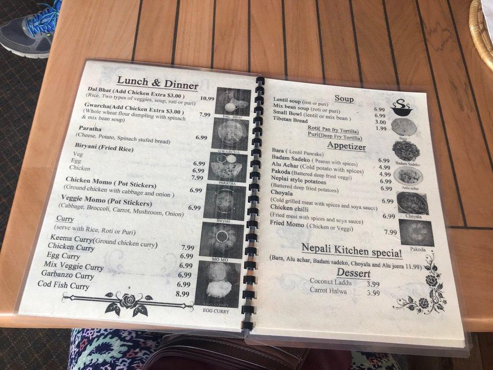 Menu at Nepali Kitchen restaurant, Lincoln City
