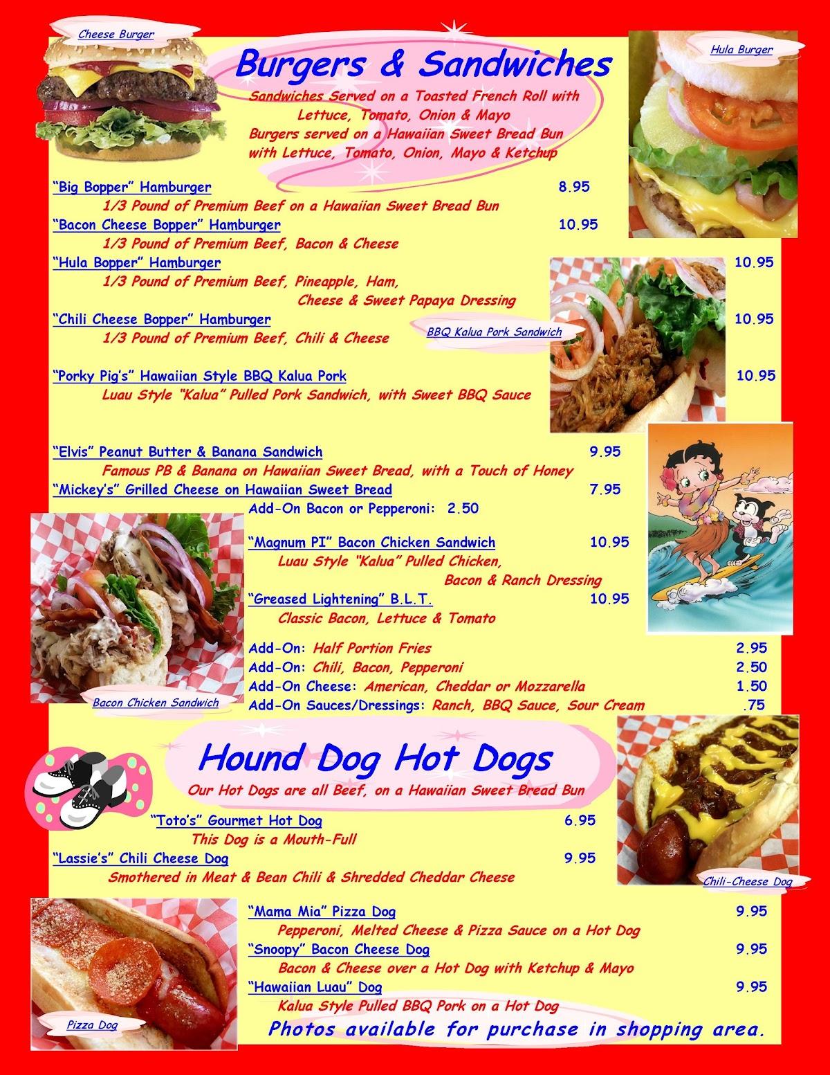 Menu at Rock Island Cafe, Honolulu, Kalākaua Ave