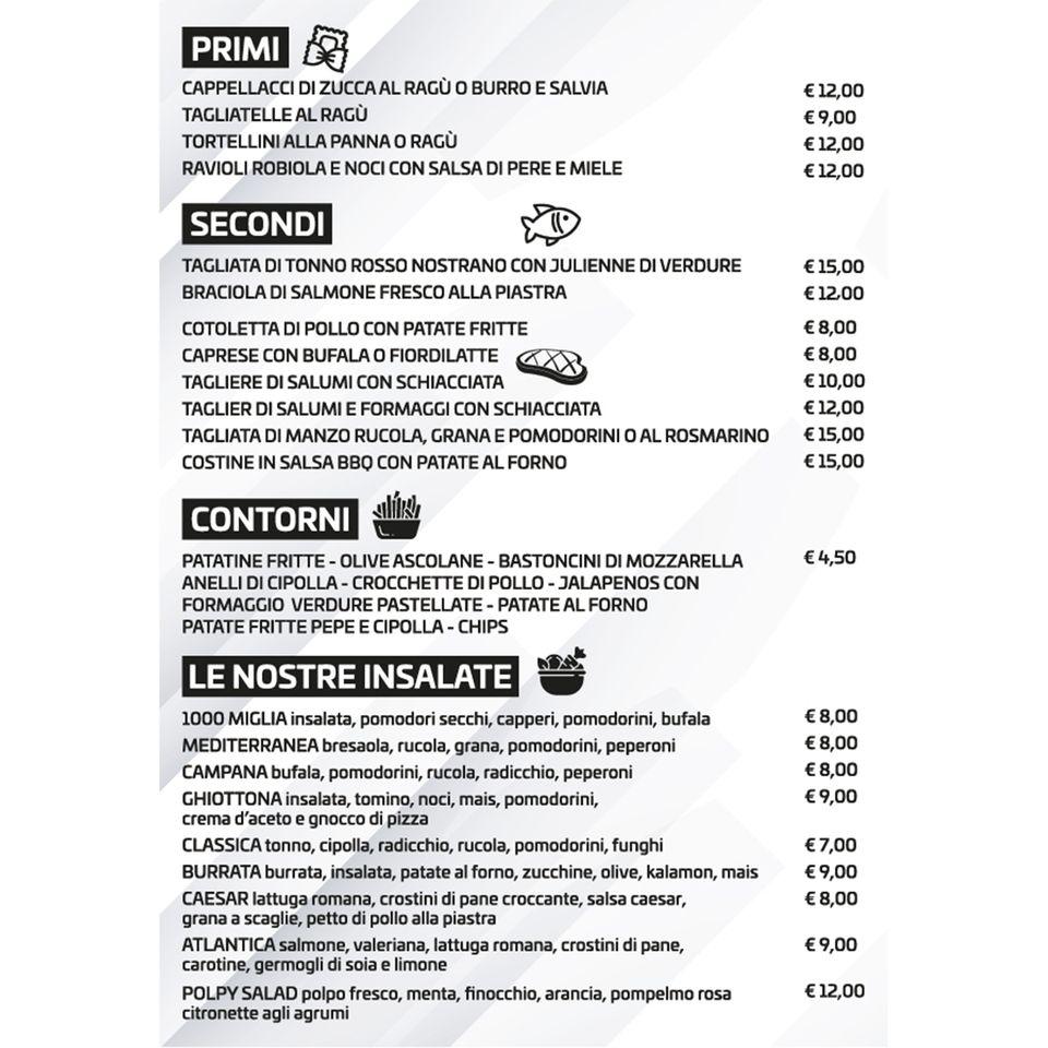 Speisekarte von 1000 Miglia pizza, Ferrara